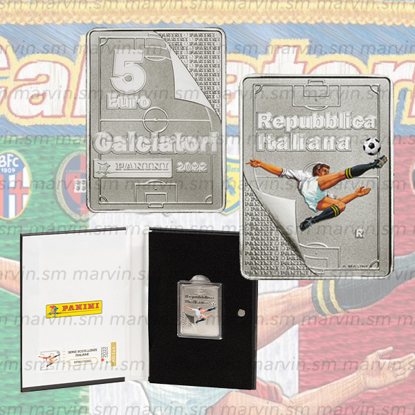 5 euro - Panini Stickers - Italy - 2022 - Silver BU - WHITE