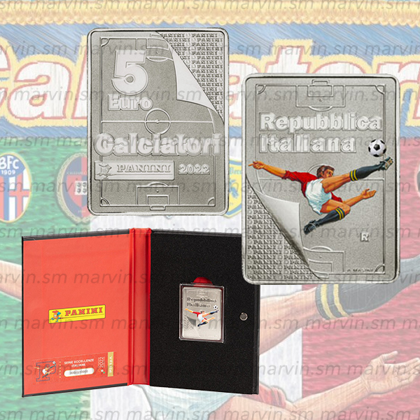 5 euro - Panini Stickers - Italy - 2022 - Silver BU - RED