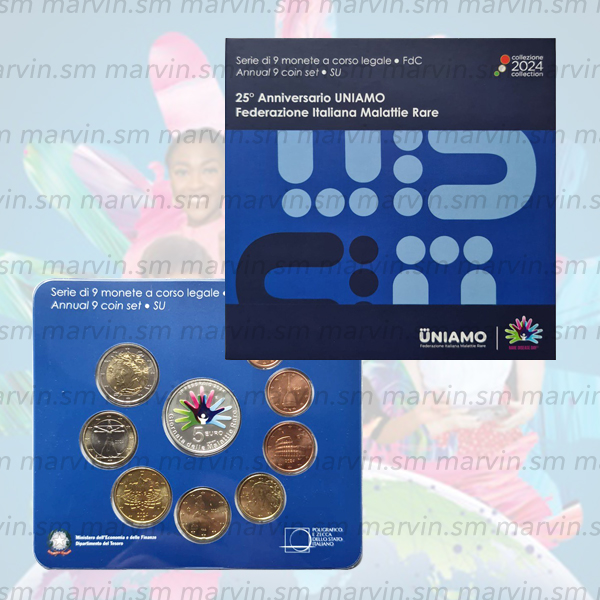 Euro Set with 5 euro Silver - UNIAMO - Italy - 2024 - 9 coins - BU